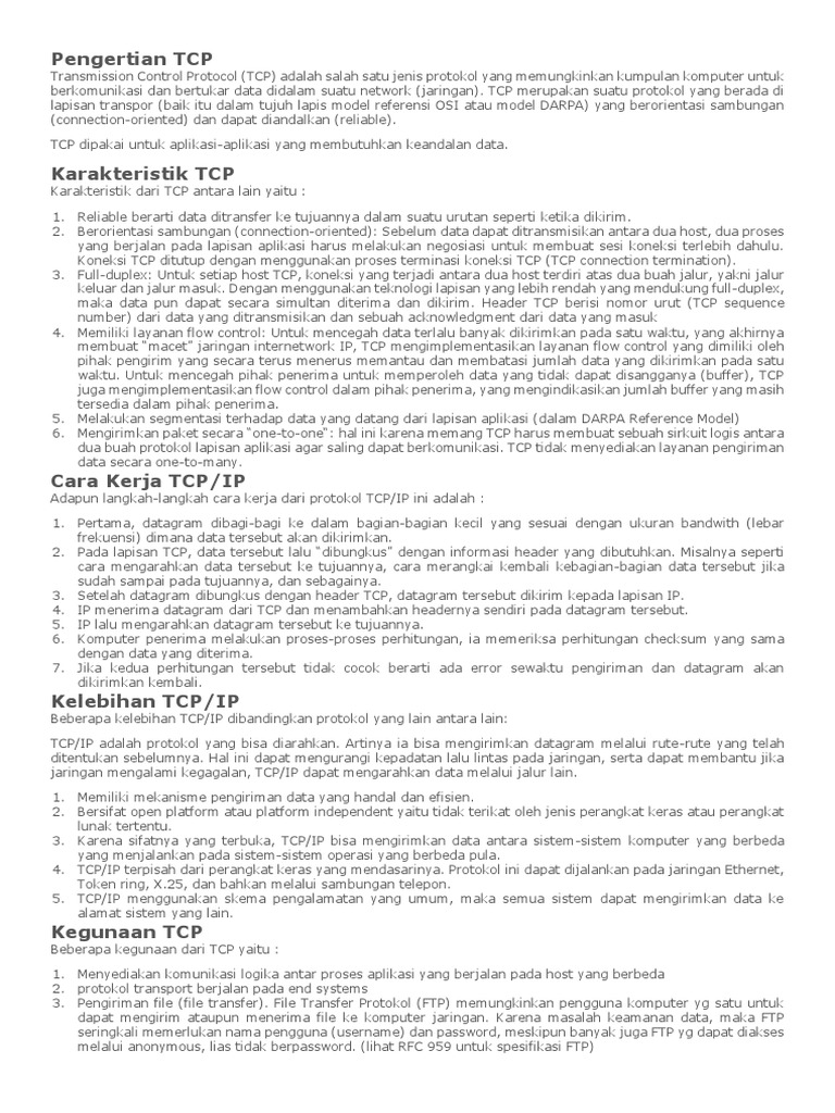 Pengertian TCP & UDP | PDF