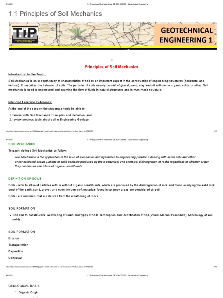 1.1 Principles of Soil Mechanics - CE 304-CE31S8 - Geotechnical Engineering 1 | PDF | Soil ...