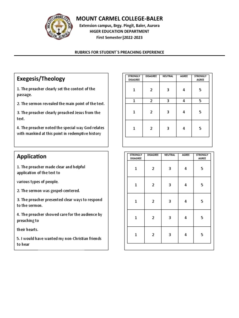Preaching Rubrics | PDF | Sermon | Abrahamic Religions