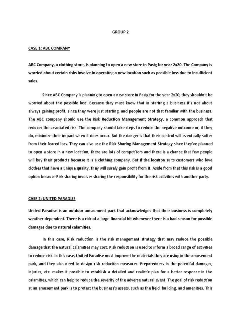 Group 2 CaseAnalysis | PDF | Risk | Risk Management