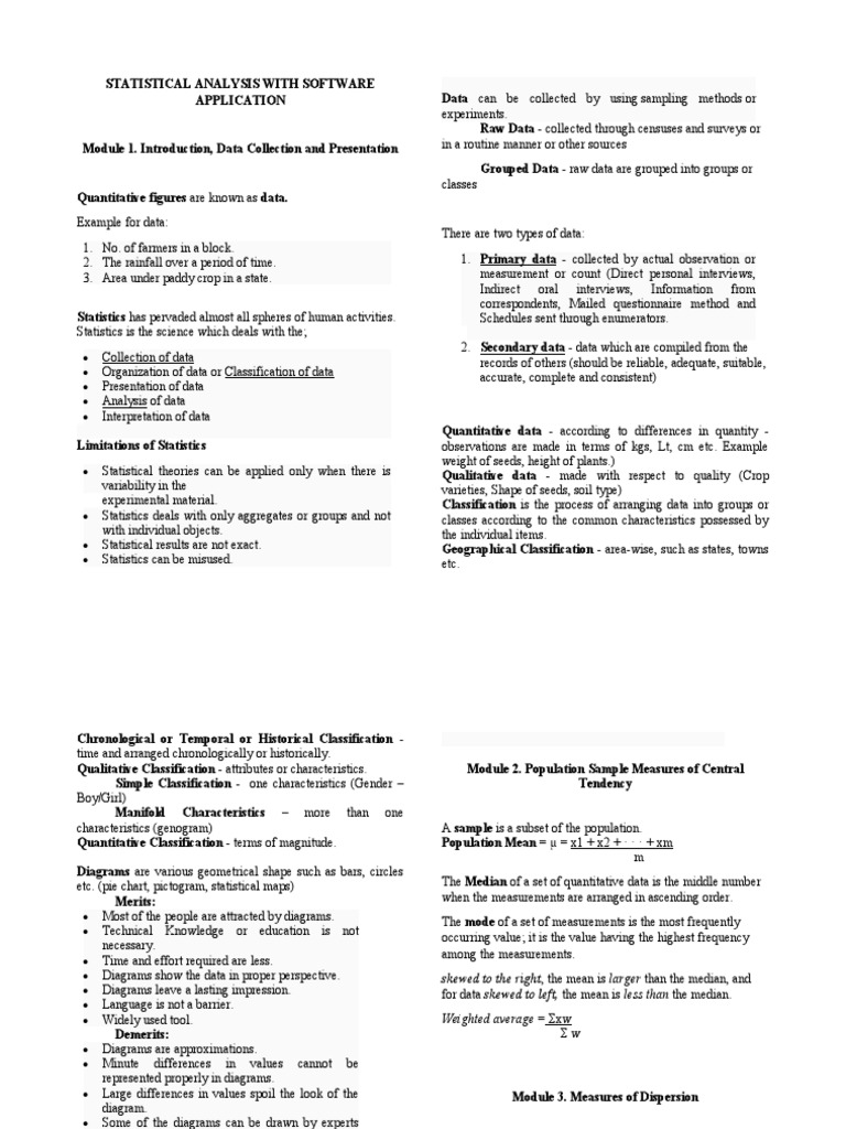 An Introduction to Statistical Analysis: Data Collection, Presentation of Information, and Key ...