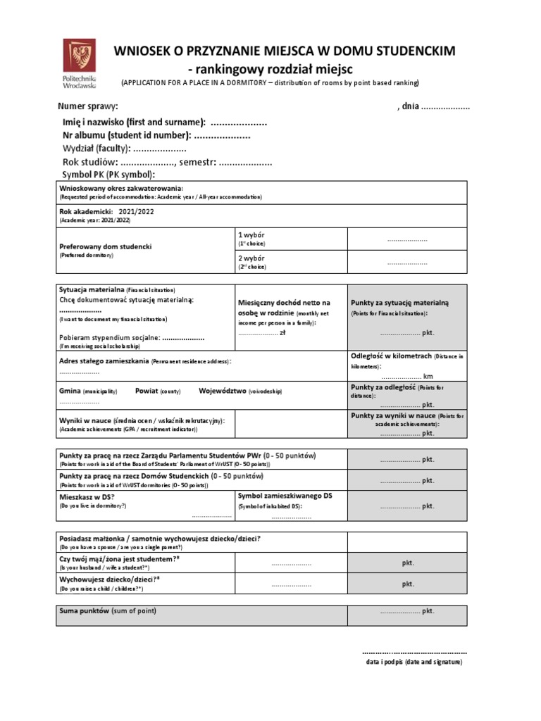 W03 Podanie Miejsce Dom Malz Stud | PDF