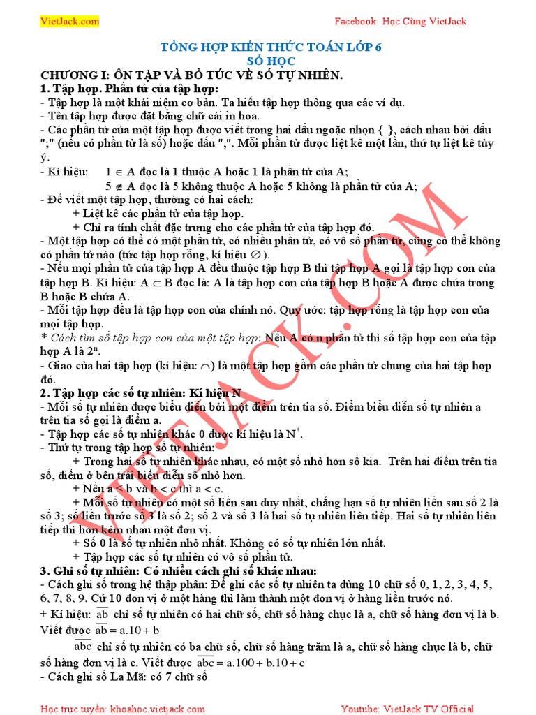 Cong Thuc Toan Lop 6 | PDF