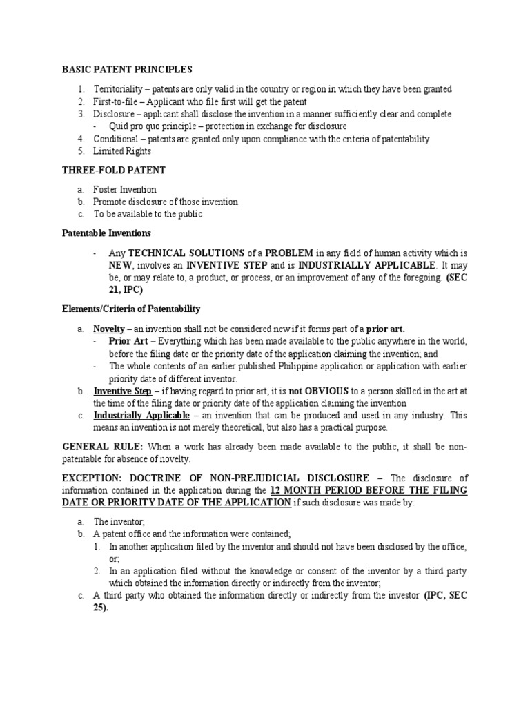 Patent Law Notes | PDF | Patent Application | Patent