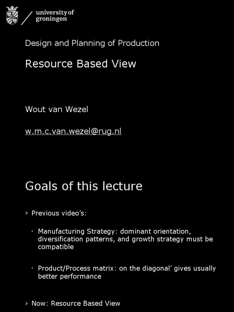 DPP Lecture 4 Resource Based View | PDF | Learning | Business Process
