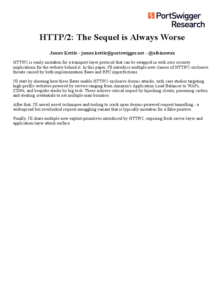 HTTP 2 White Paper | PDF | Hypertext Transfer Protocol | World Wide Web