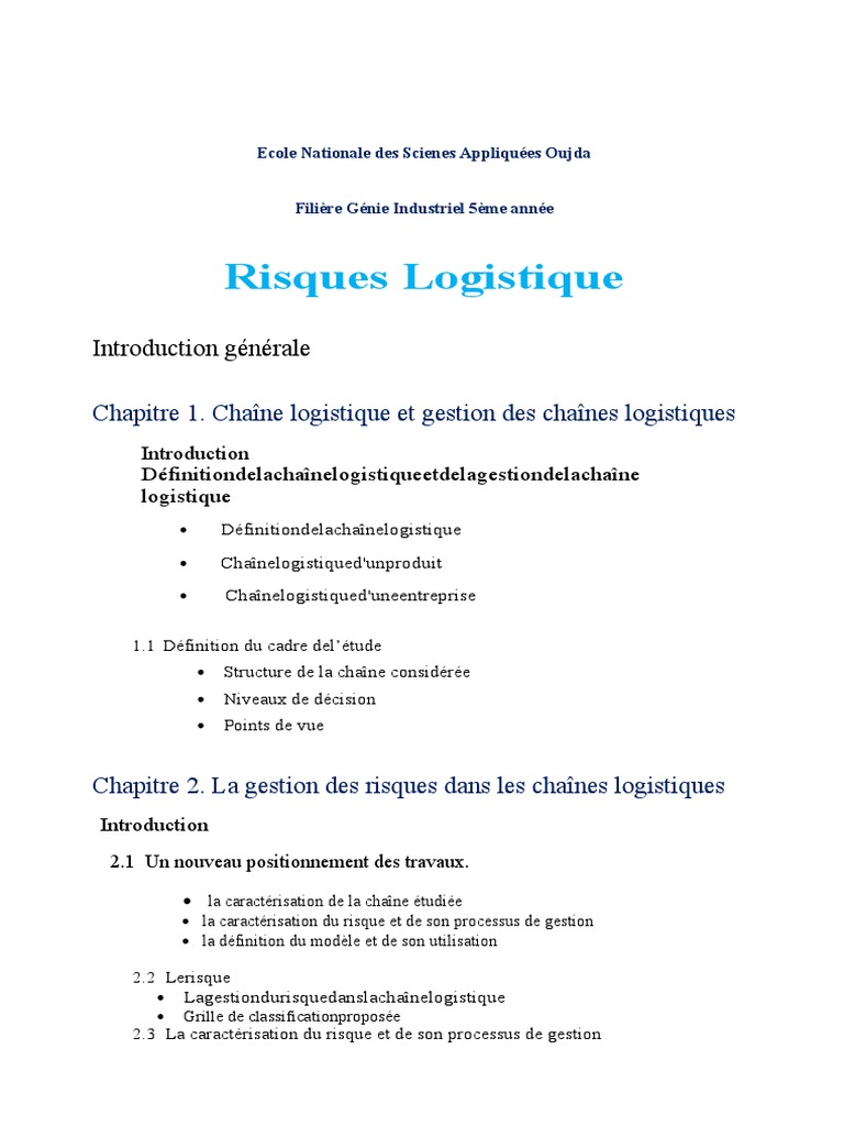 2 Risque Logistique Logistique 1 | PDF | Logistique | Planification