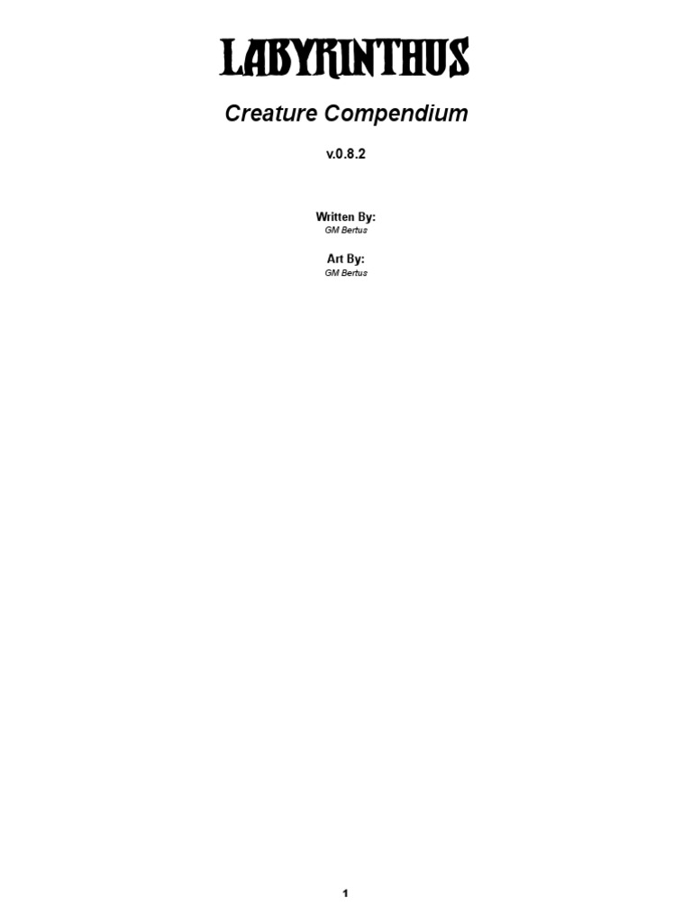 Labyrinthus - Creature Compendium V 0.8.2 | PDF | Dwarf (Dungeons ...