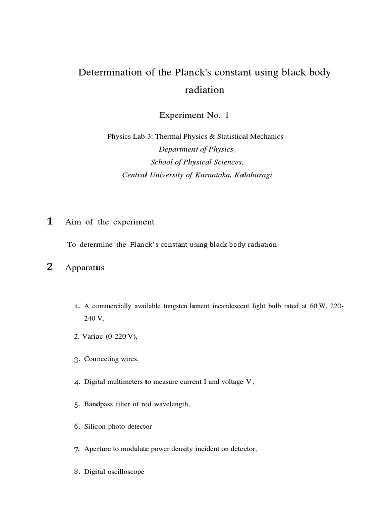 Measuring Planck's Constant Experiment | PDF | Incandescent Light Bulb ...