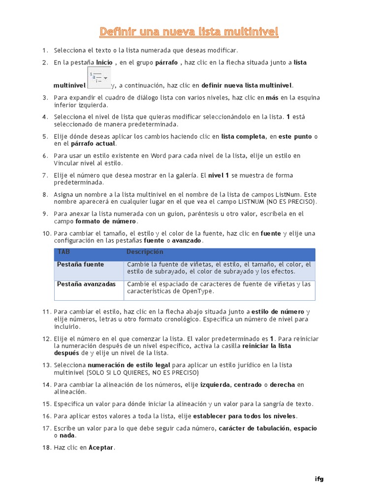 Definir Una Nueva Lista Multinivel | PDF | Informática