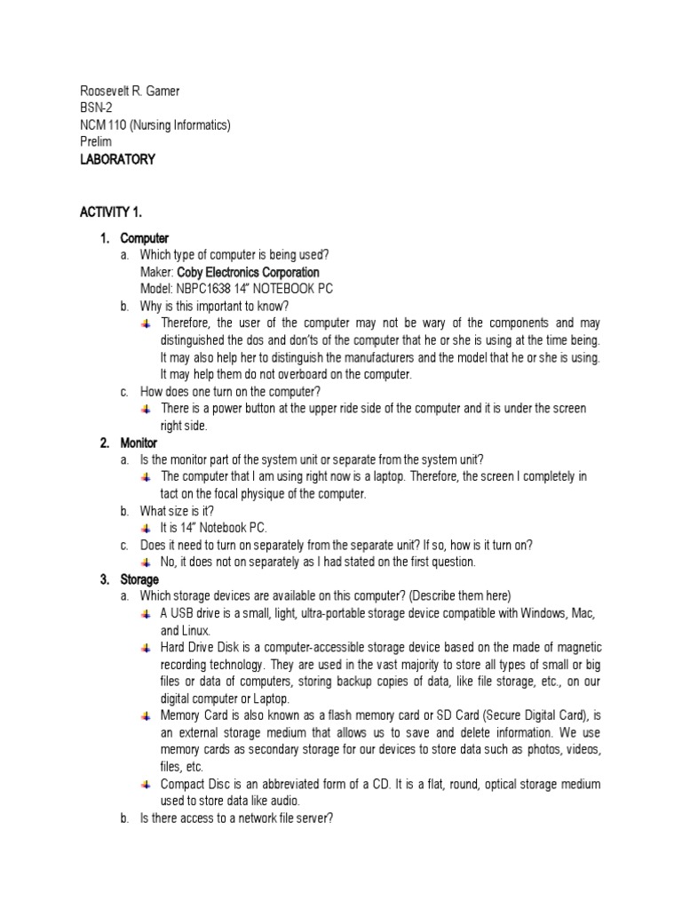 NCM 110 Laboratory | PDF