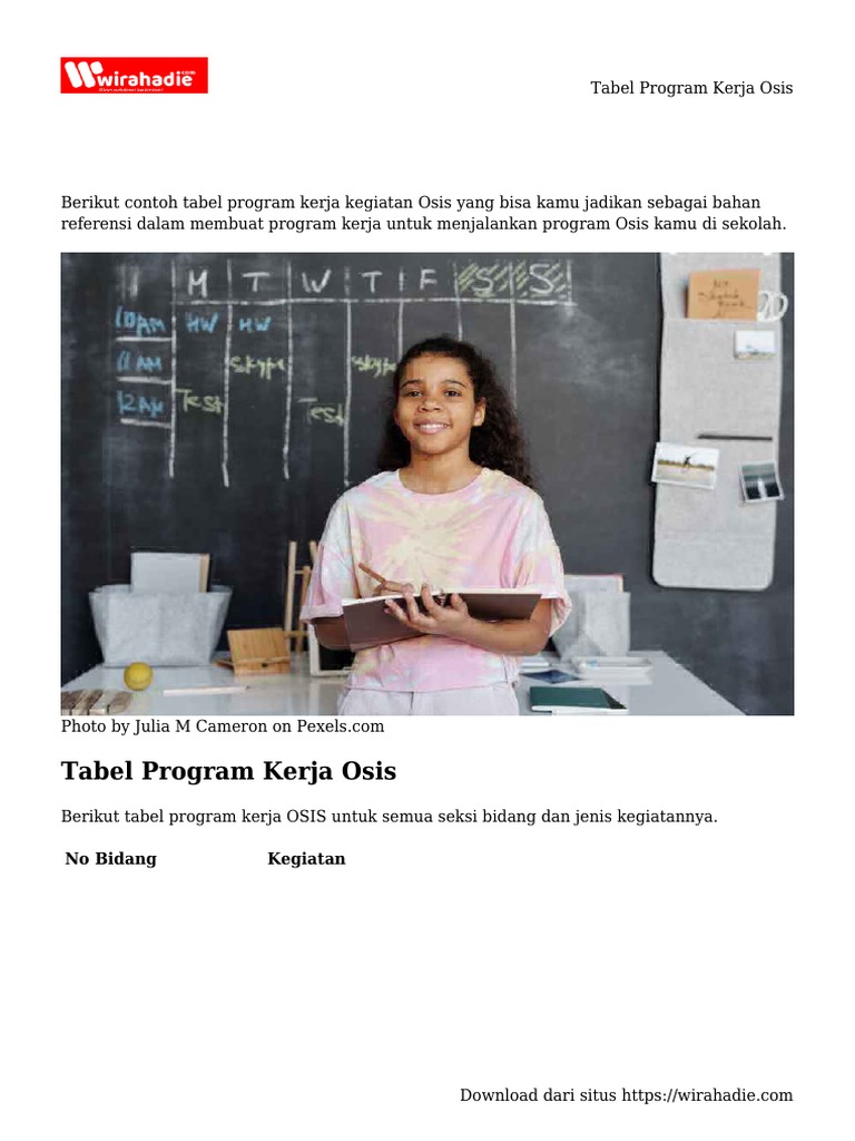 Tabel Program Kerja OSIS Sekolah | PDF | Karier & Perkembangan | Perjalanan