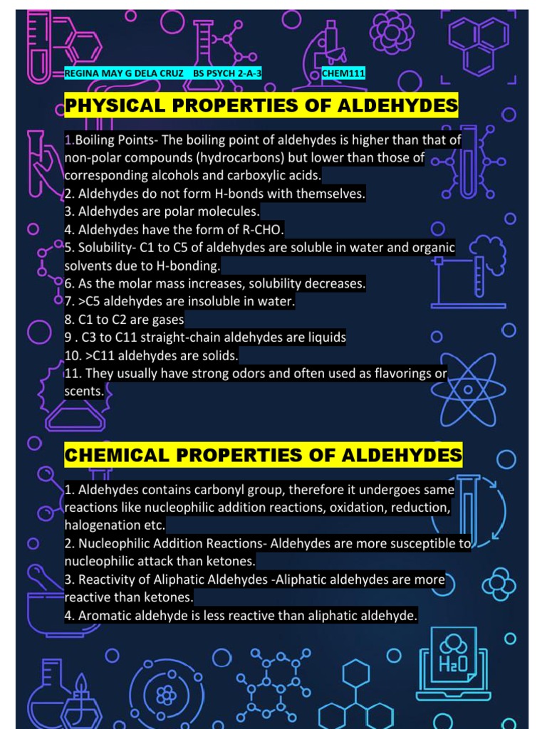 CHEM - Ketones & Aldehydes Physical & Chemical Properties | PDF | Aldehyde | Ketone