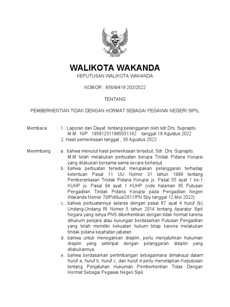 SK PEMBERHENTIAN R.Auditya Raihan Ramadhan 20010000254 | PDF