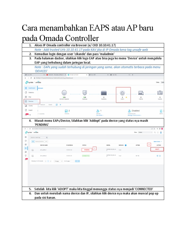 Cara Menambahkan EAPS Atau AP Baru Pada Omada Controller | PDF Cara Menambahkan EAPS Atau AP Baru Pada Omada Controller | PDF