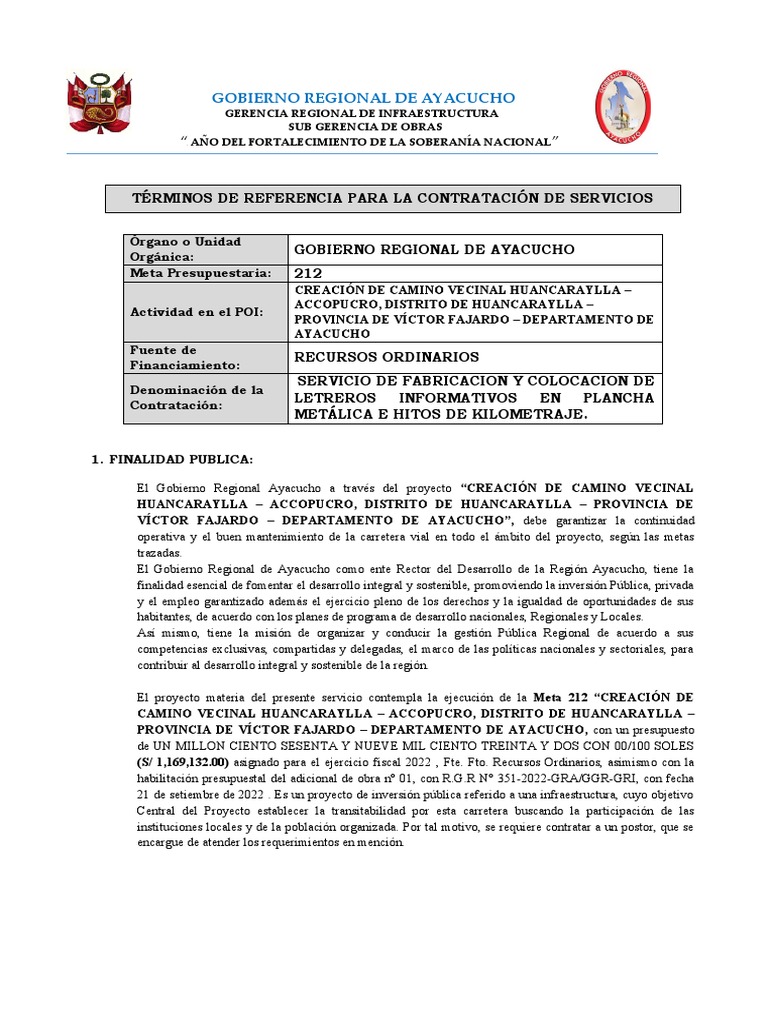 TDR Letreros Informativos | PDF | Gobierno | Economias