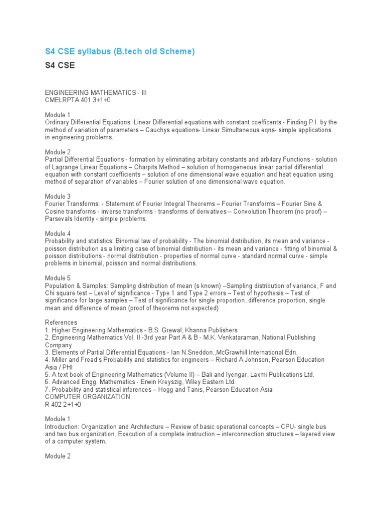 S4 Syllabus Computer Science Old Scheme Pdf Method Computer Programming Object