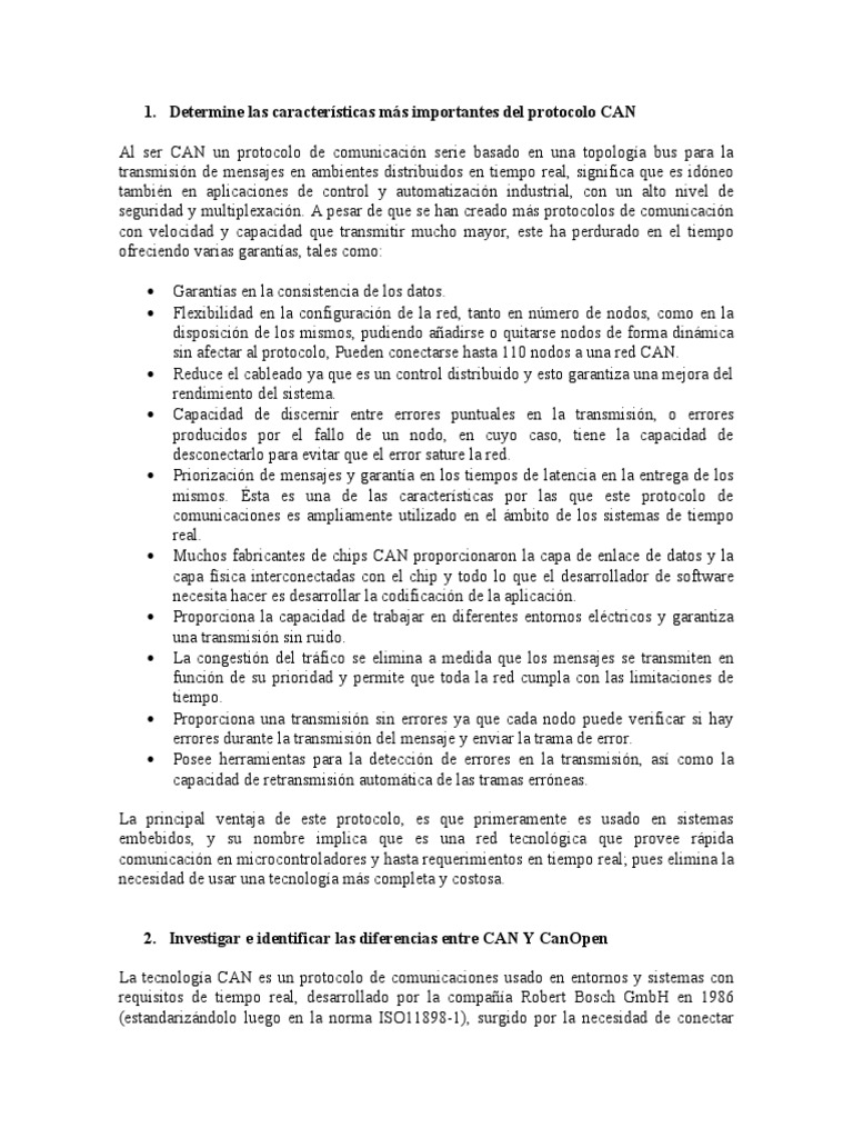 Características y Aplicaciones del Protocolo CAN | PDF | Red de computadoras | Modelo osi