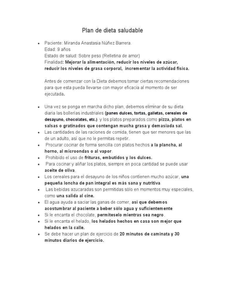 Plan de Dieta Saludable | PDF | Panes | Alimentos