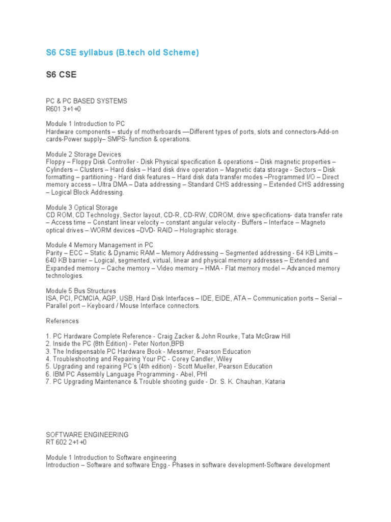 S6 Sem Syllabus Computer Science (Old Scheme) | PDF | Computer Network | Computer Data Storage