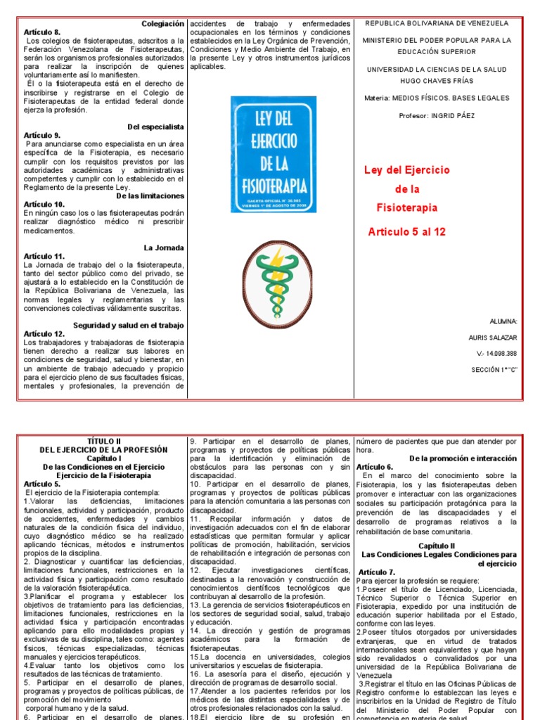 ley del ejercicio de la fisioterapia | PDF | Terapia física | Ciencias de la Salud