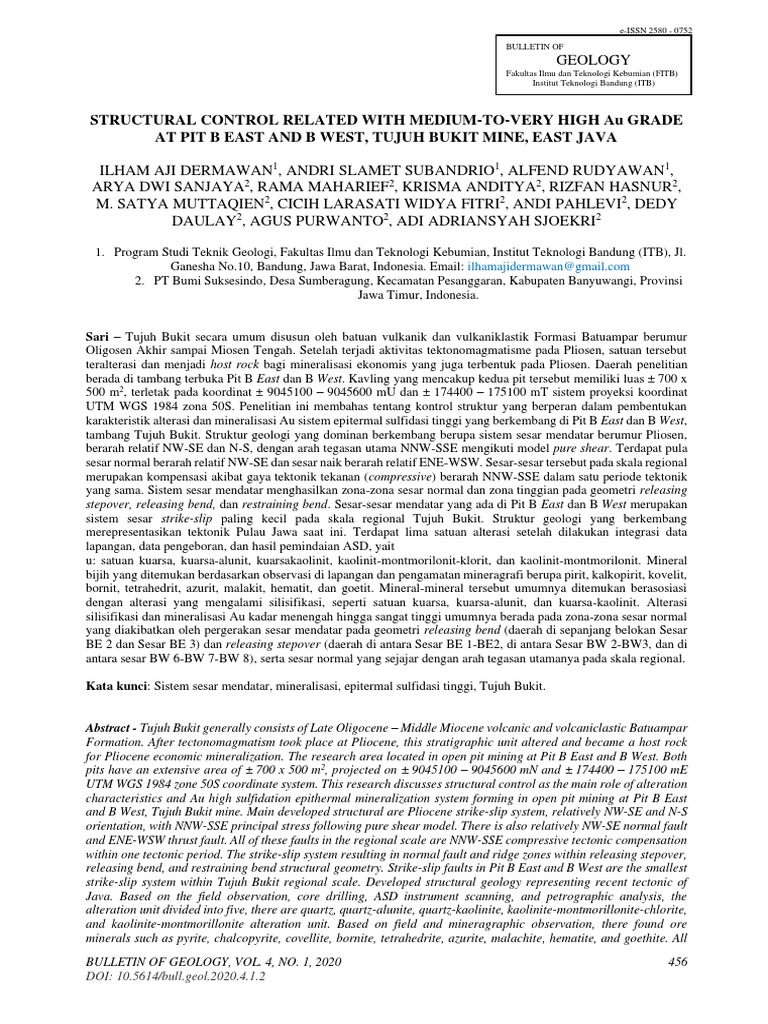 Structural Control Related With Medium To Very High Au Grade at Pit B ...