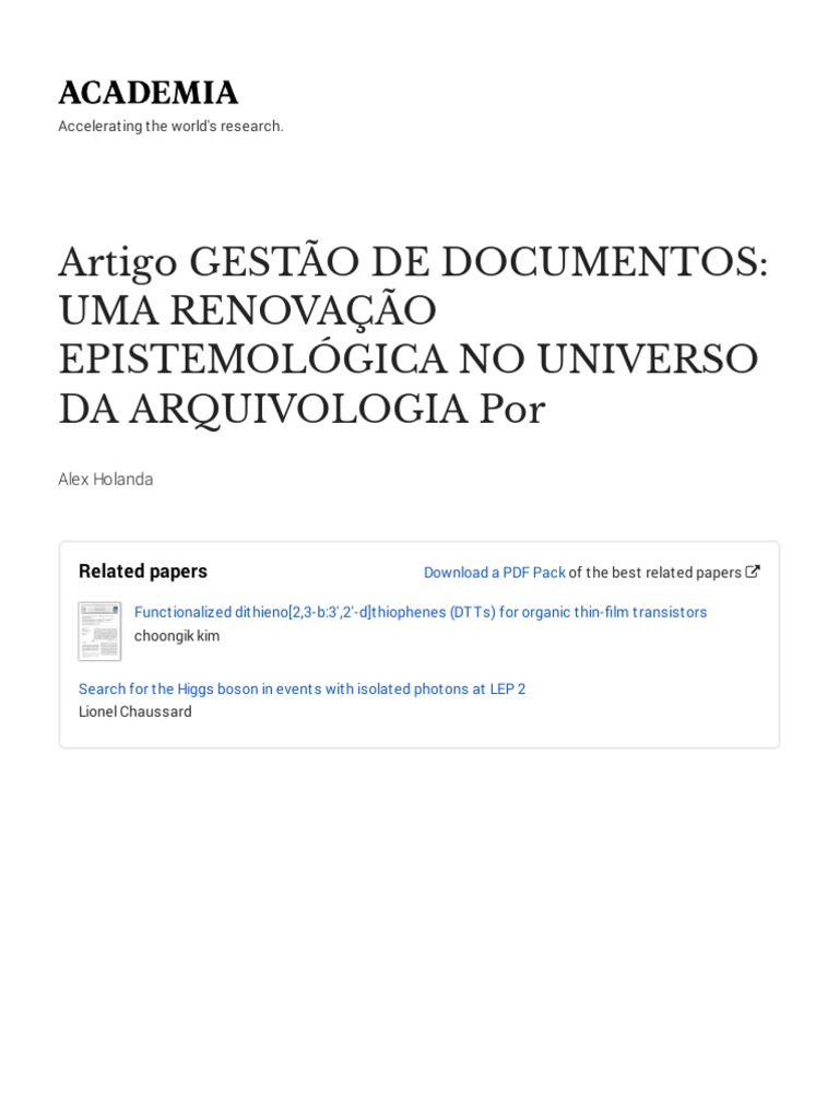 Arquivistica Net-3 (2) 2007-Gestao de Documentos - Uma Renovacao Epistemologica No Universo Da ...