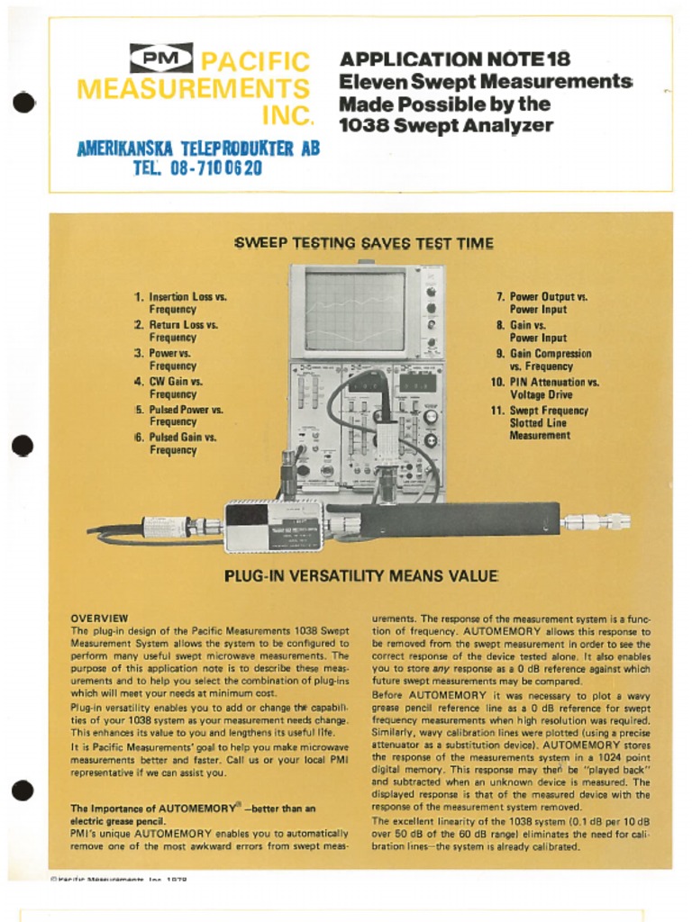 Pacific Measurements PM1038 Swept Power Meter App Note18 | PDF