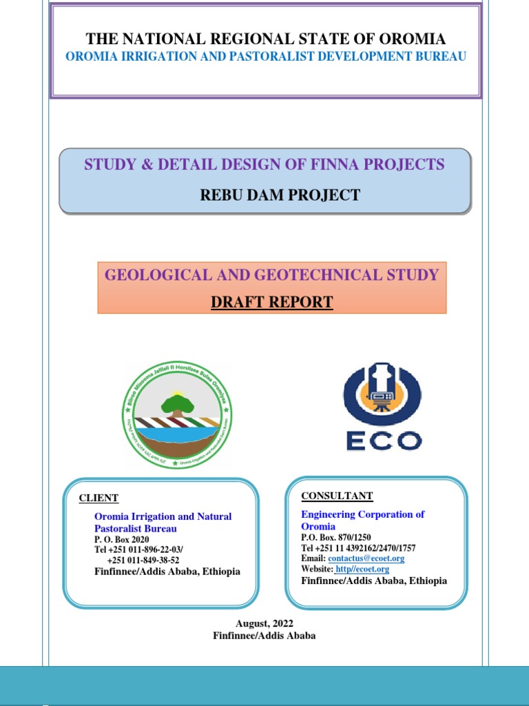 Rebu Dam Project Geological and Geotechnical Draft Report | Download ...