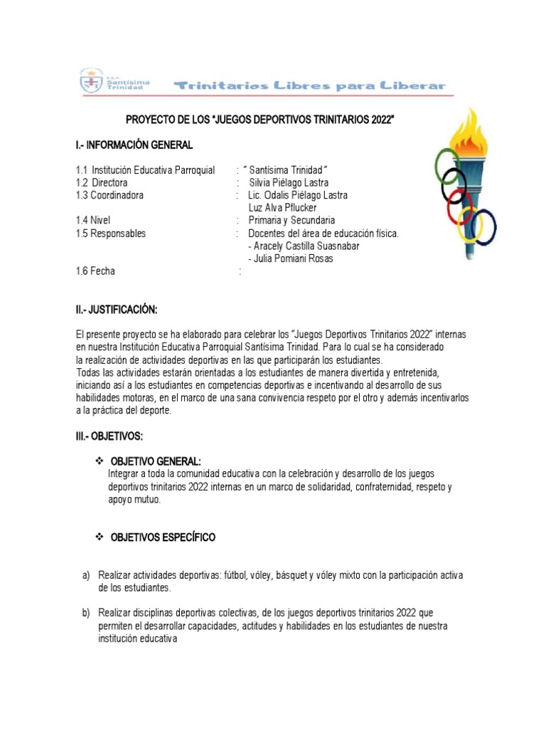 Proyecto de Los Juegos Deportivos 2022 | PDF