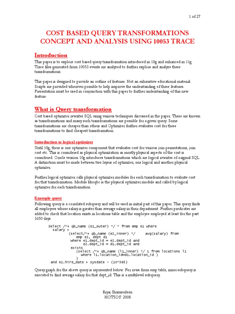 Query Transformation Pdf Computing Computer Science