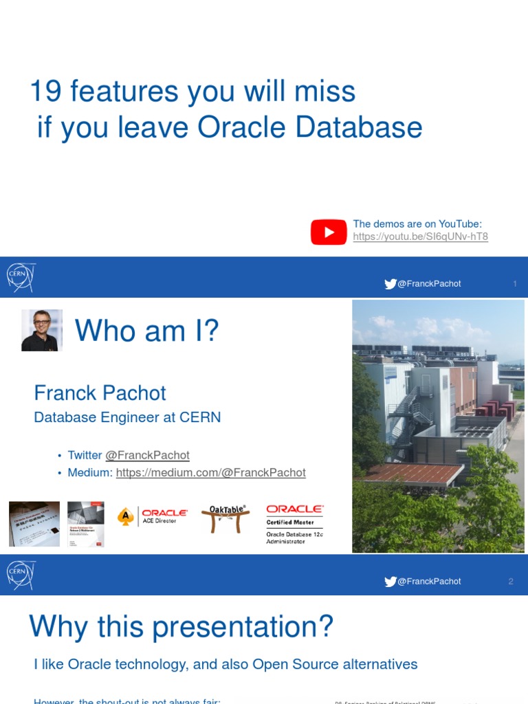 2019-Db-Franck Pachot-19 Features You Will Miss If You Leave Oracle Database-Praesentation | PDF ...