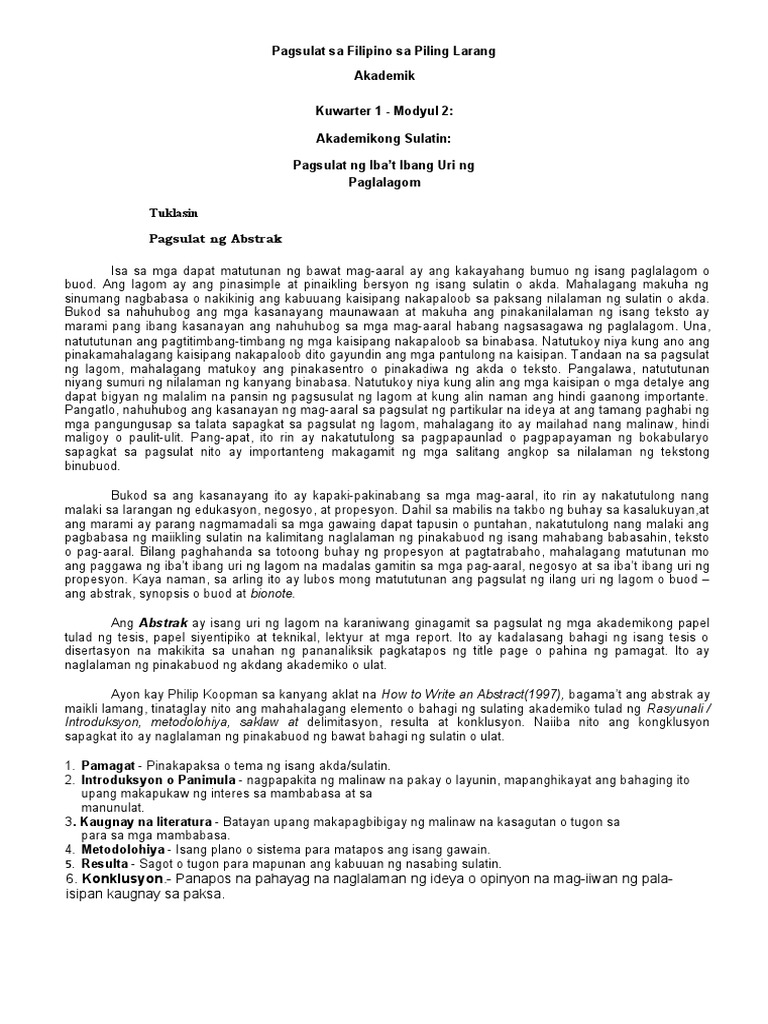 Filipino Module 2 | PDF