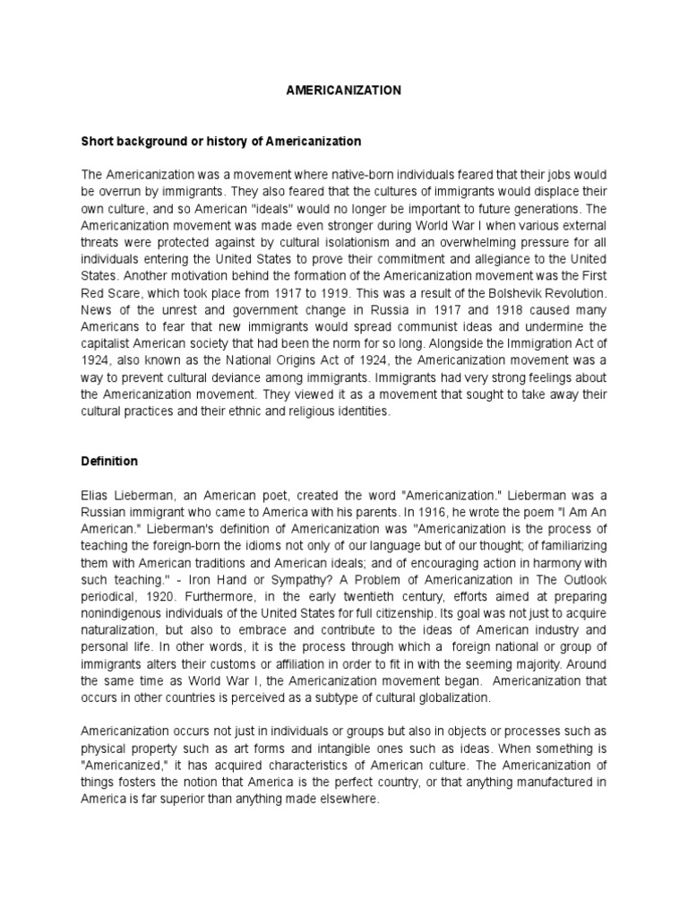 Americanization | PDF | Globalization | The United States