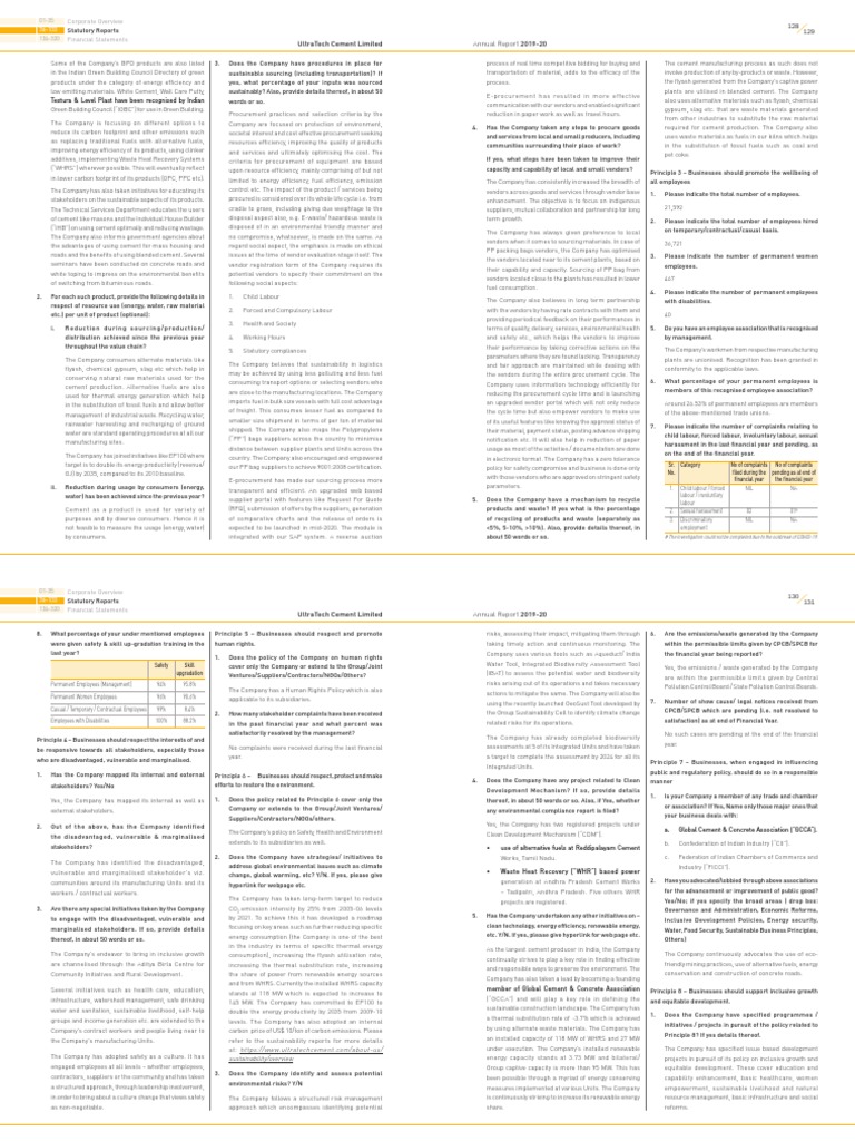 UltraTech Cement Sustainability Report 2020 | PDF | Cement | Green Building