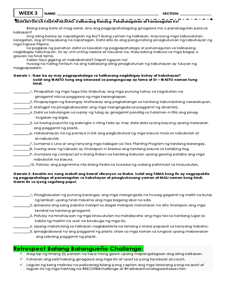 Esp Quarter-3 Week-3 Worksheet PDF-1 | PDF
