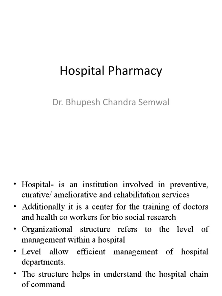 Hospital Pharmacy | PDF | Pharmacy | Medical Prescription