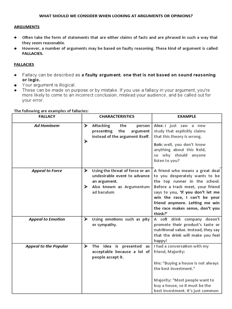 Evaluating Arguments: A Guide to Identifying Fallacious Reasoning | PDF | Fallacy | Argument