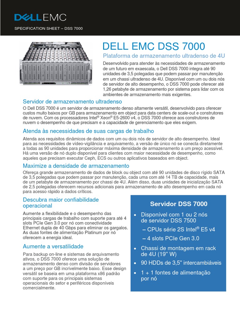 Dss 7000 Spec Sheet | PDF | Armazenamento de dados de computador | Era ...