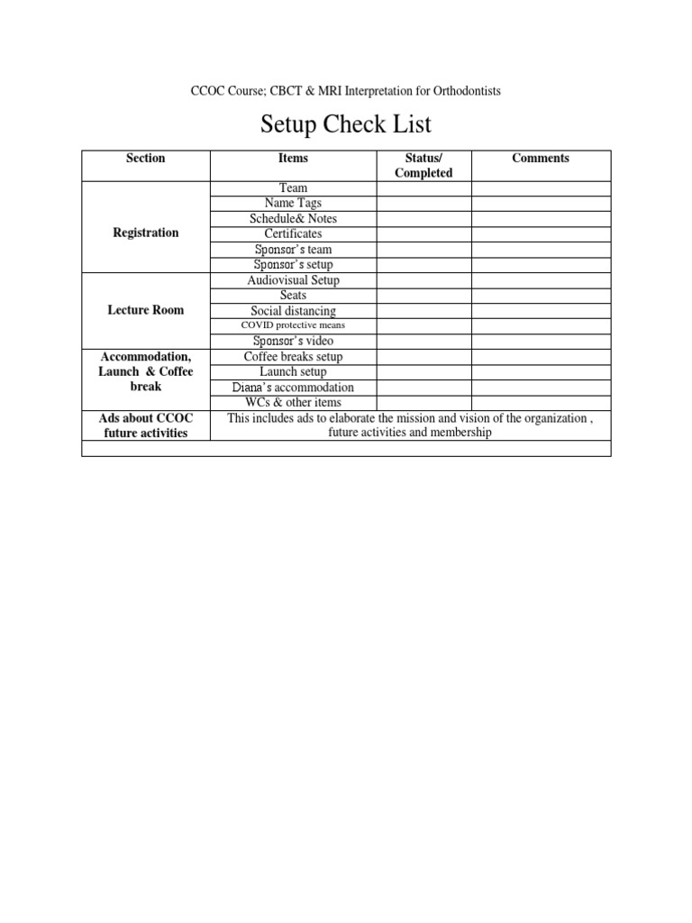 CCOC Check List | PDF
