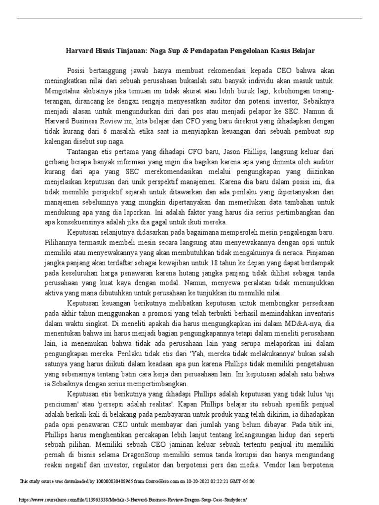 Module 3 Harvard Business Review Dragon Soup Case Study | PDF