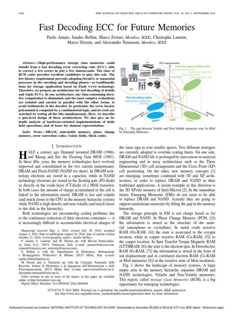 Fast Decoding ECC For Future Memories | PDF | Computer Memory | Flash Memory