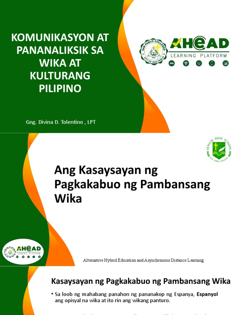 Kasaysayan NG Wikang Pambansa | PDF