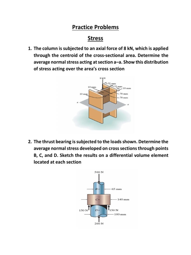 Stress Practice Problems | PDF | Stress (Mechanics) | Screw