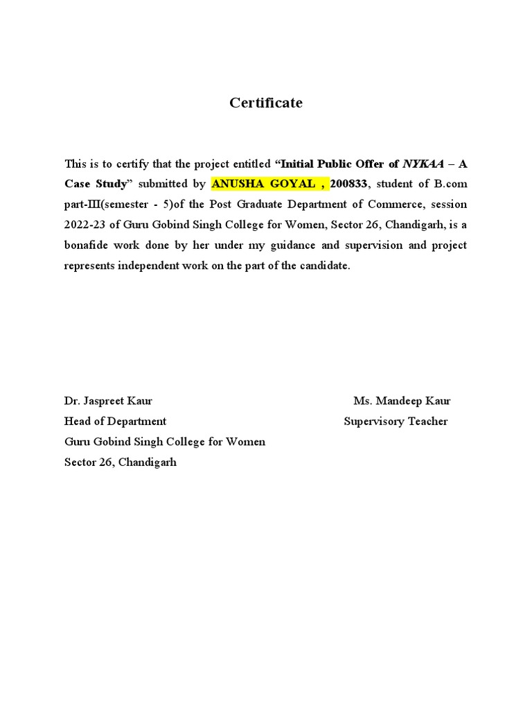 Certificate and Declarartion - FMS | PDF