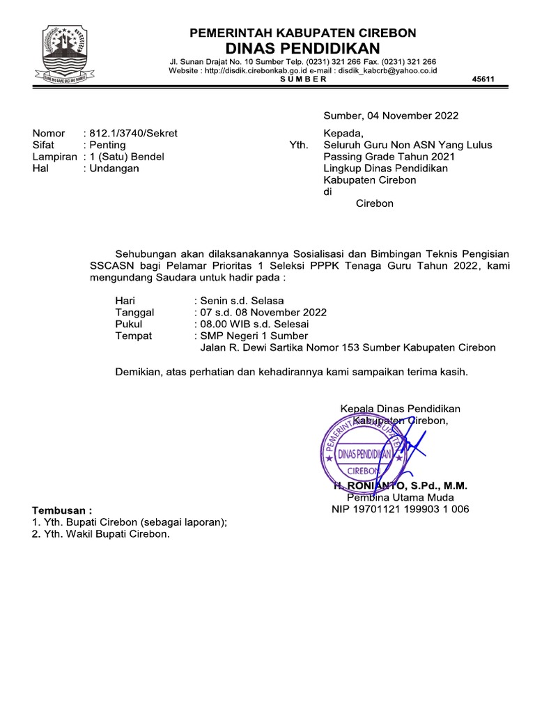 Undangan Bimtek Guru SD | PDF