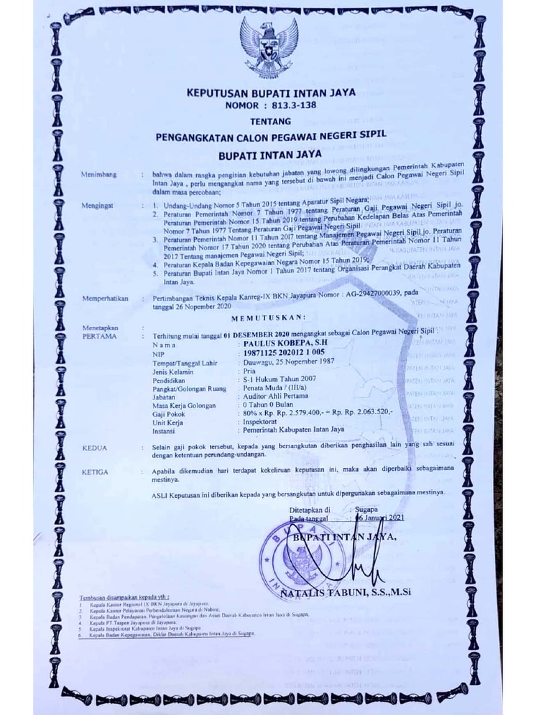 Contoh SK Bupati | PDF