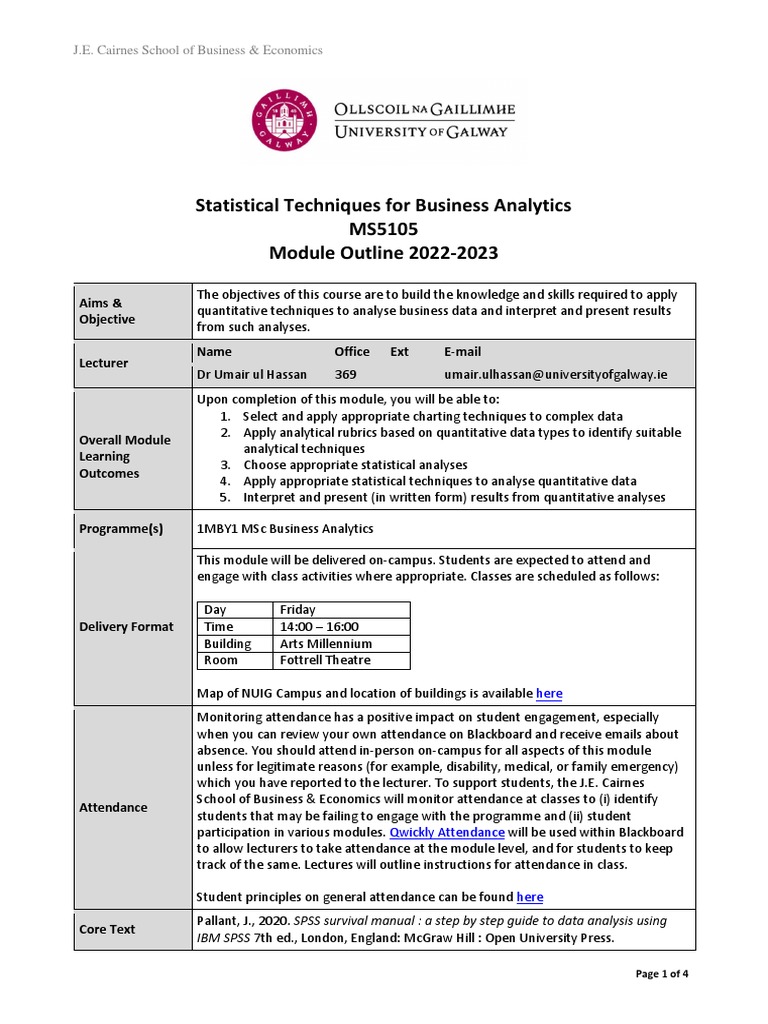 MS5105 Module Outline 2022-2023 | PDF | Statistics | Plagiarism