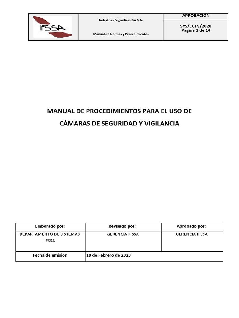 Manual de Normas y Procedimientos CCTV | PDF | Circuito cerrado de ...