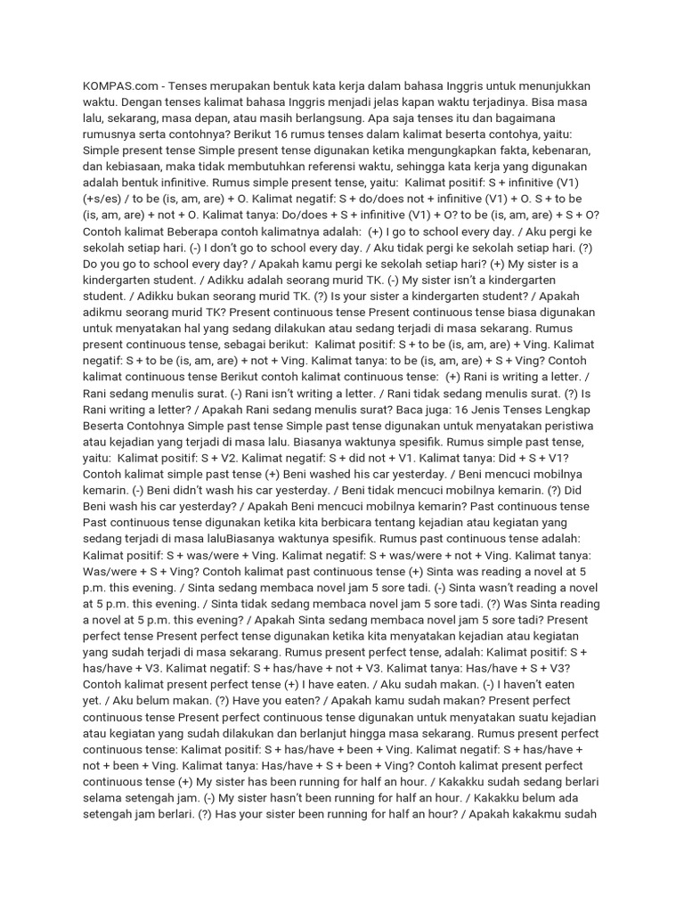 Rumus 16 Tense | PDF